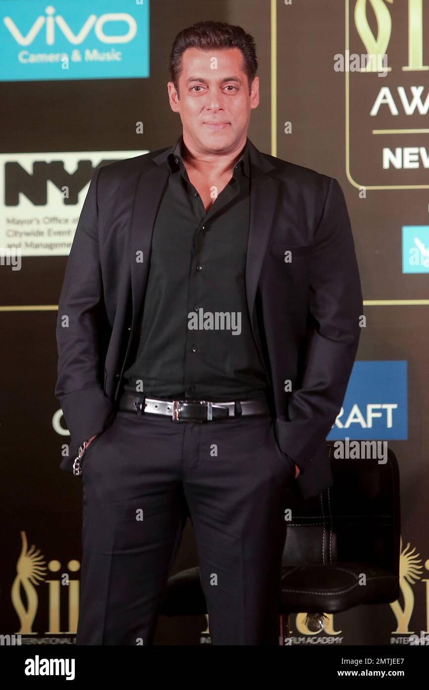 Bollywood actor Salman Khan poses during the announcement of ...