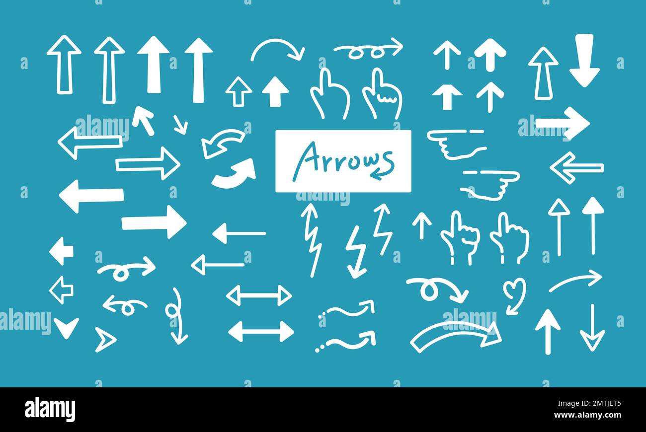 Set of hand-drawn arrows and marks for a comic book design. Vector ...