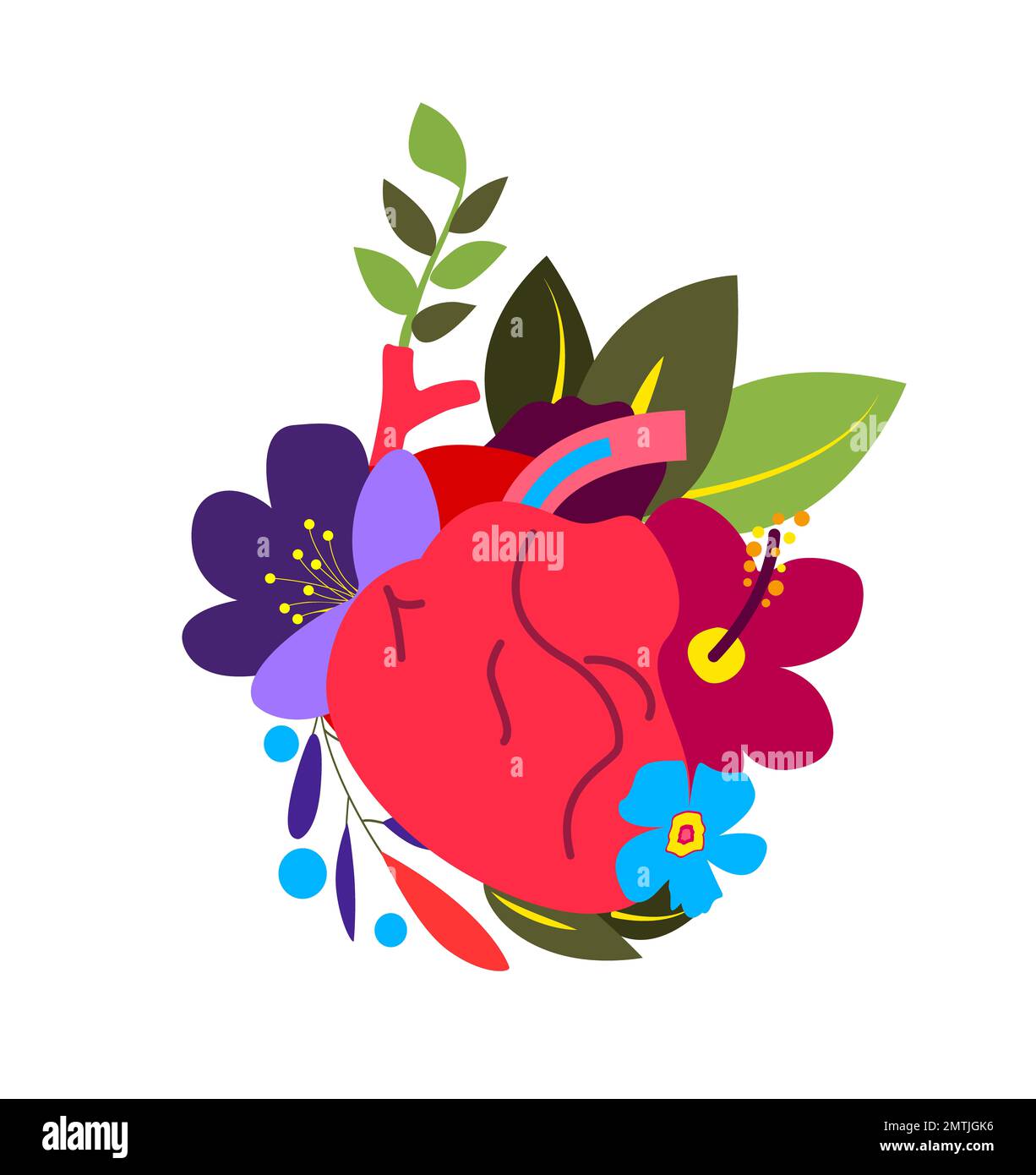 Beautiful Flowered Healthy Heart.Blood-Vascular System Flowers.Floral ...