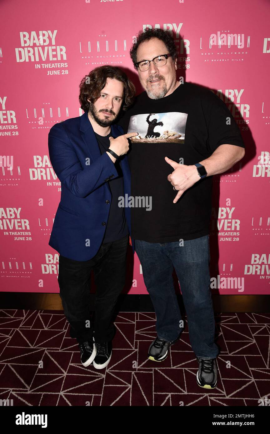 Director Edgar Wright, left, and director Jon Favreau seen at TriStar ...