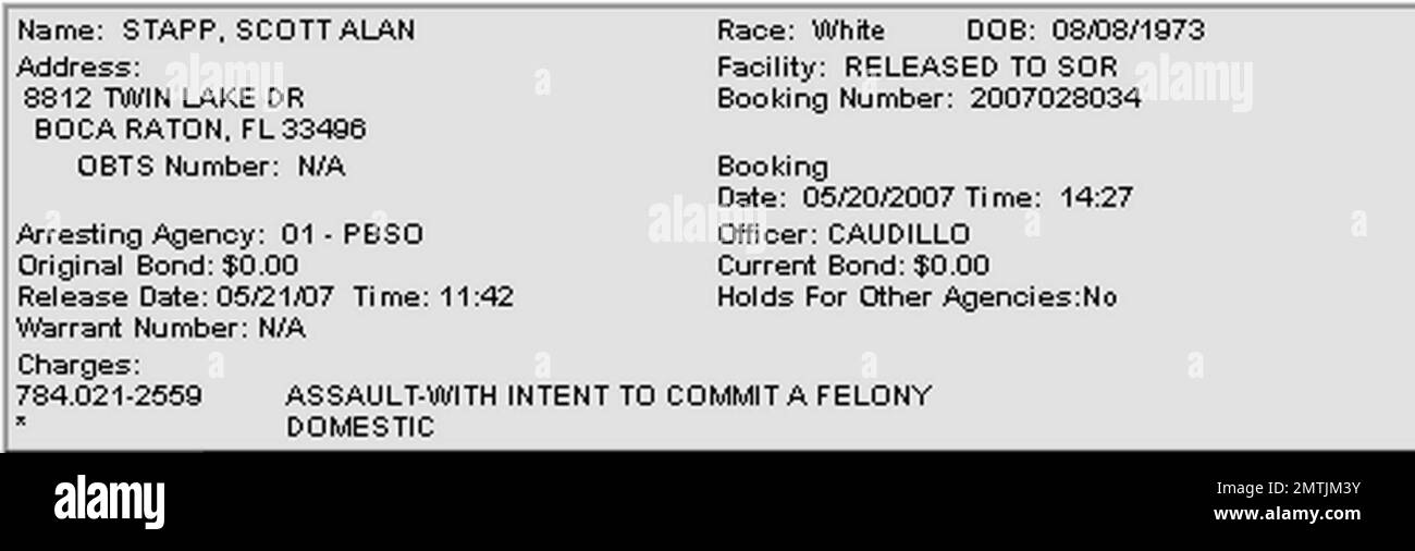 Former Creed singer Scott Stapp, was arrested at his home in Palm Beach ...