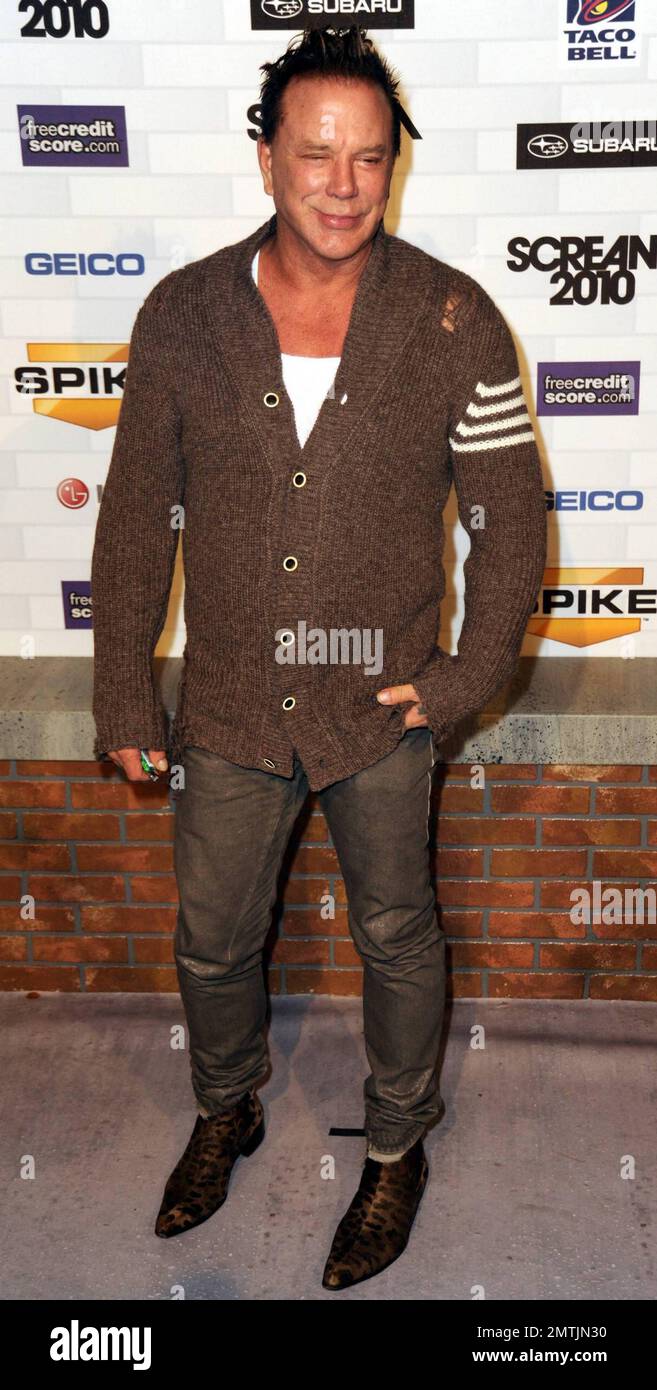 Actor Mickey Rourke arrives at Spike TV's "Scream 2010" at The Greek ...