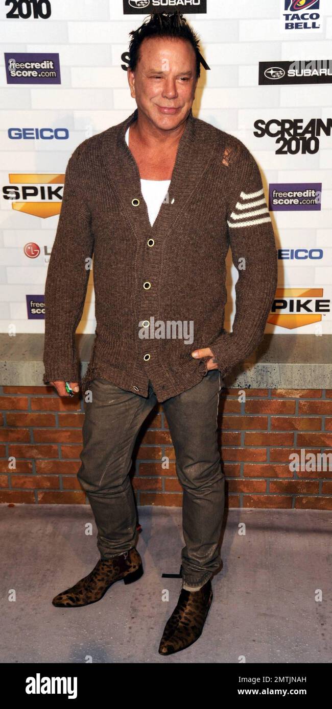 Actor Mickey Rourke arrives at Spike TV's "Scream 2010" at The Greek ...