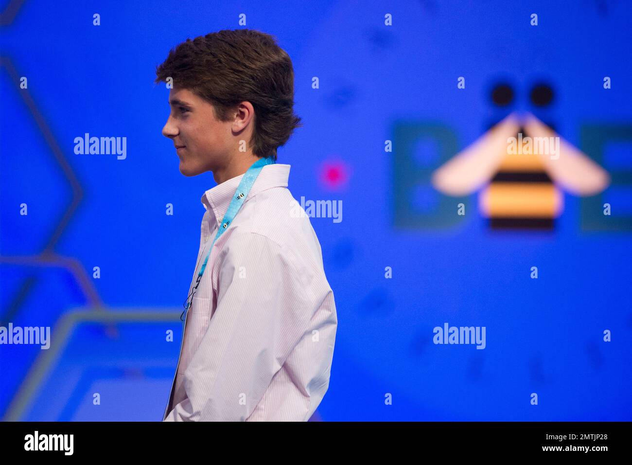 Zachary Hoelscher, 14, from Lorena, Texas, walks offstage after ...