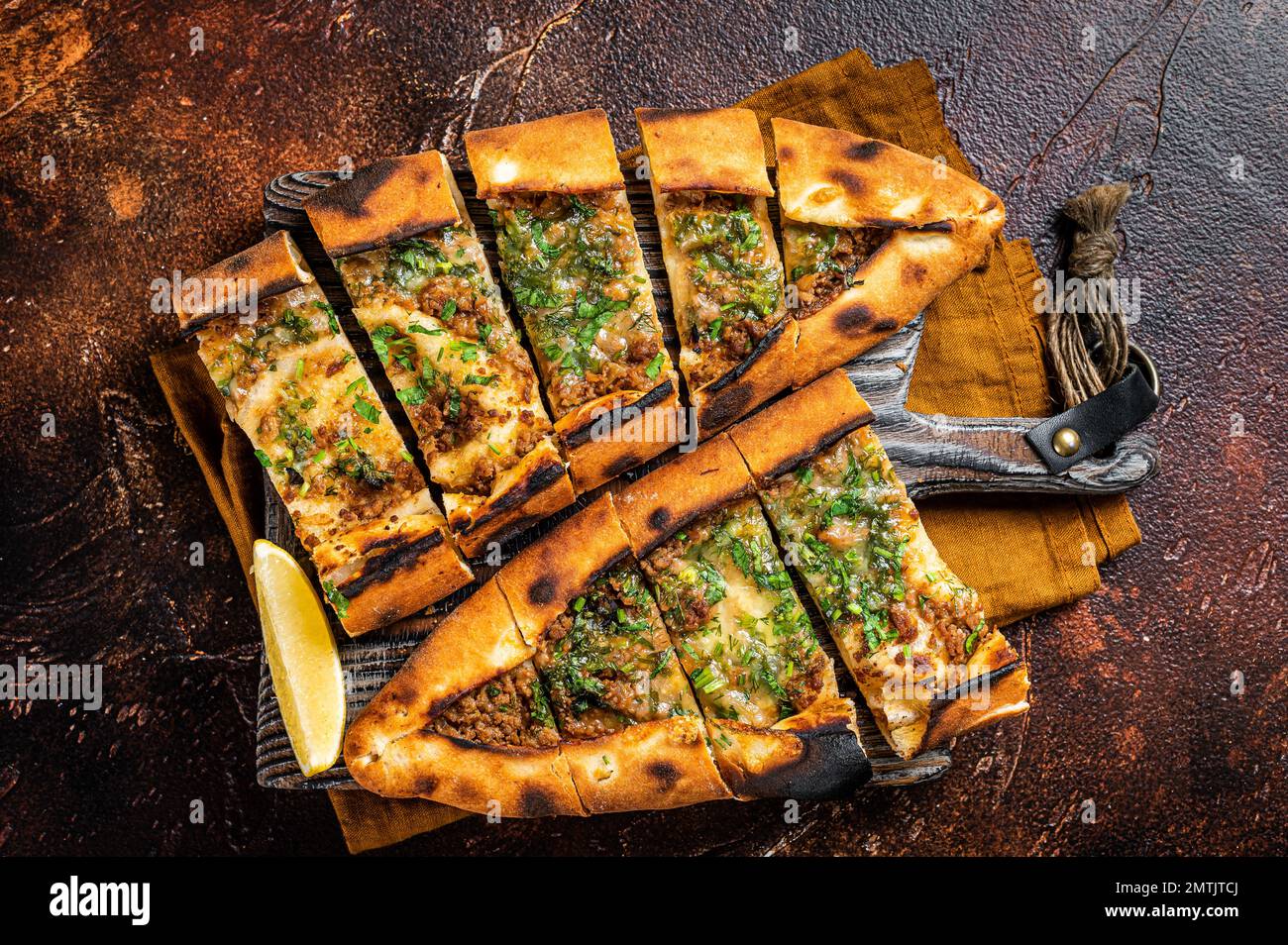 Traditional Turkish baked pide, Middle Eastern snack. Turkish pizza ...