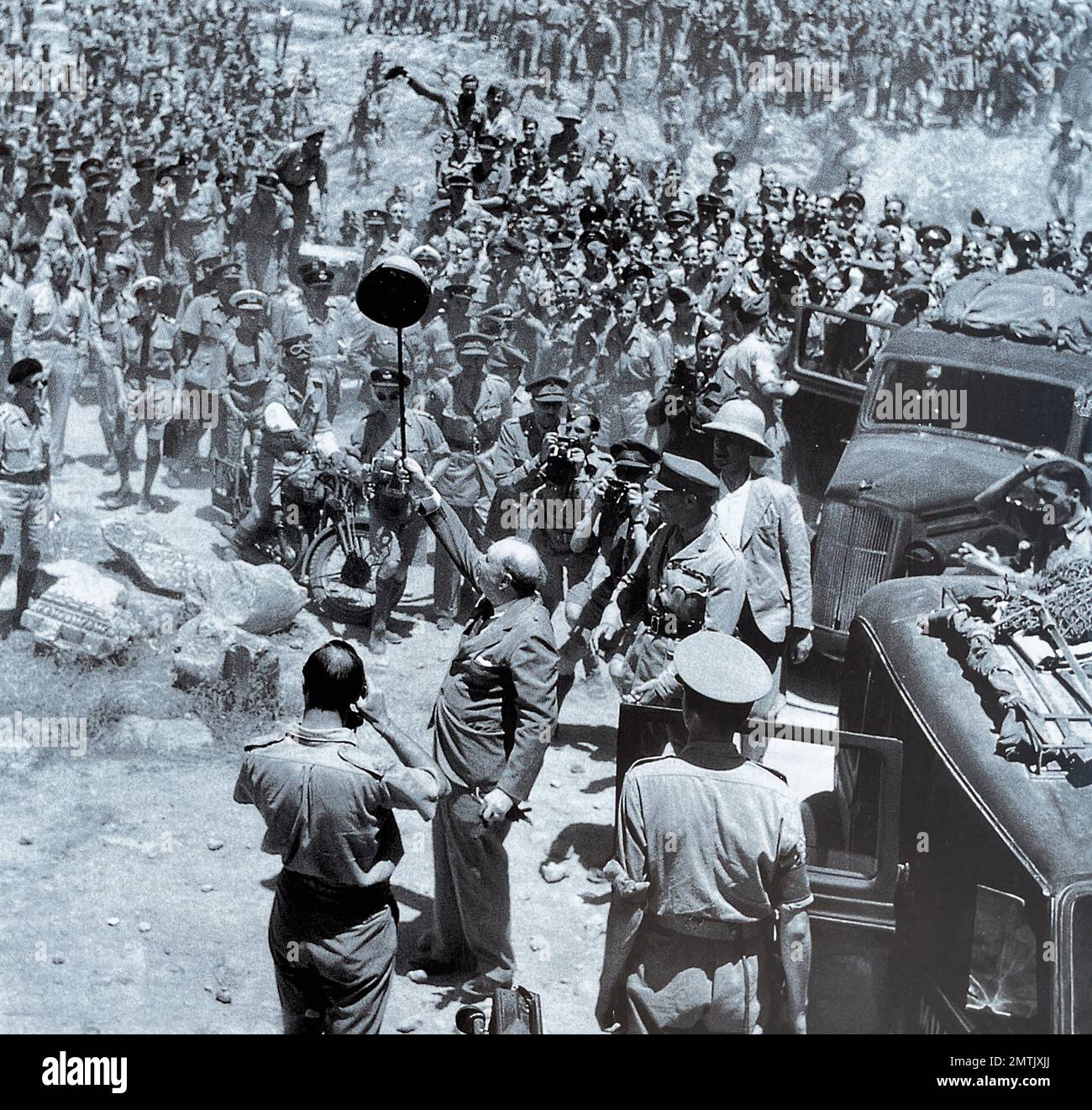 WINSTON CHURCHILL (1874-1955) visits British troops in North Africa in ...