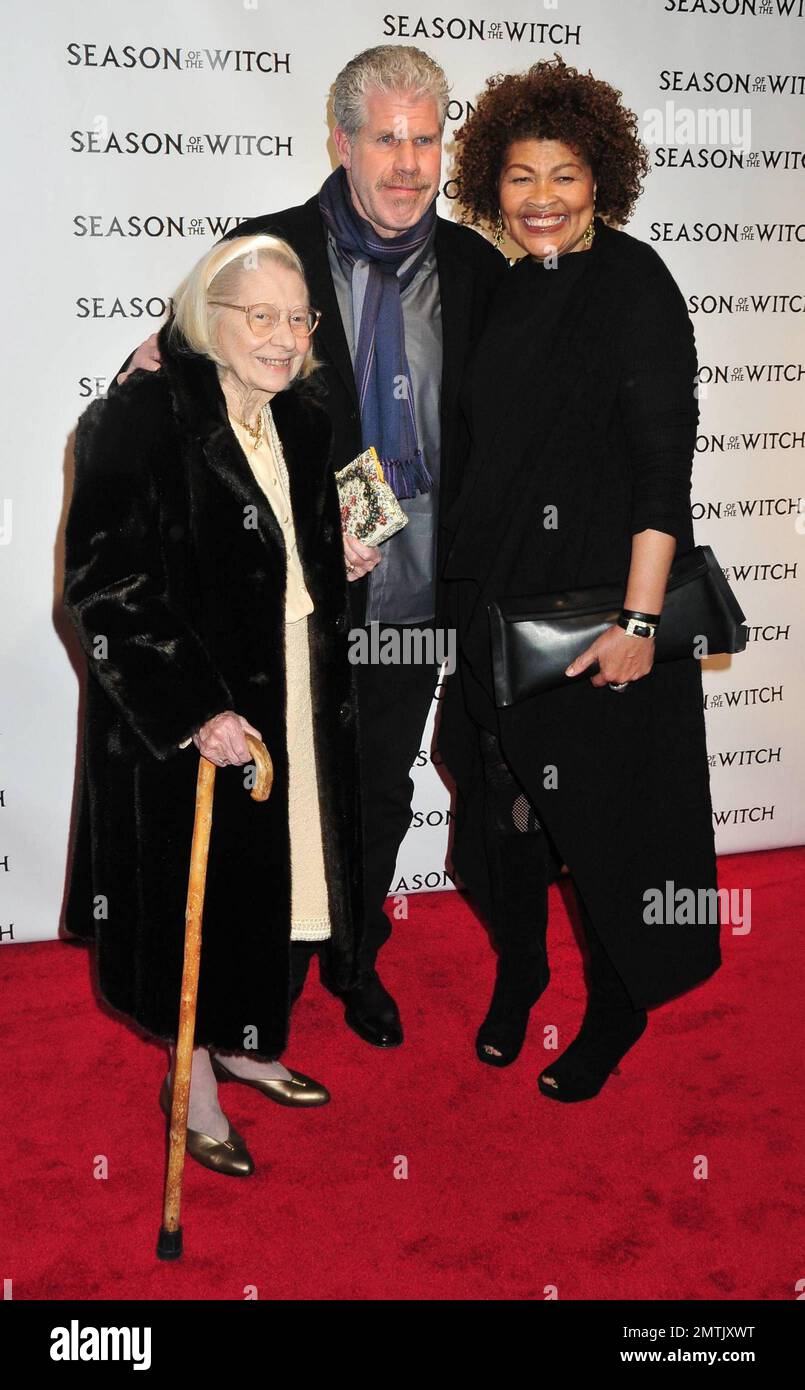 Ron Perlman (C), his mother (L) and wife Opal Stone (R) pose for ...