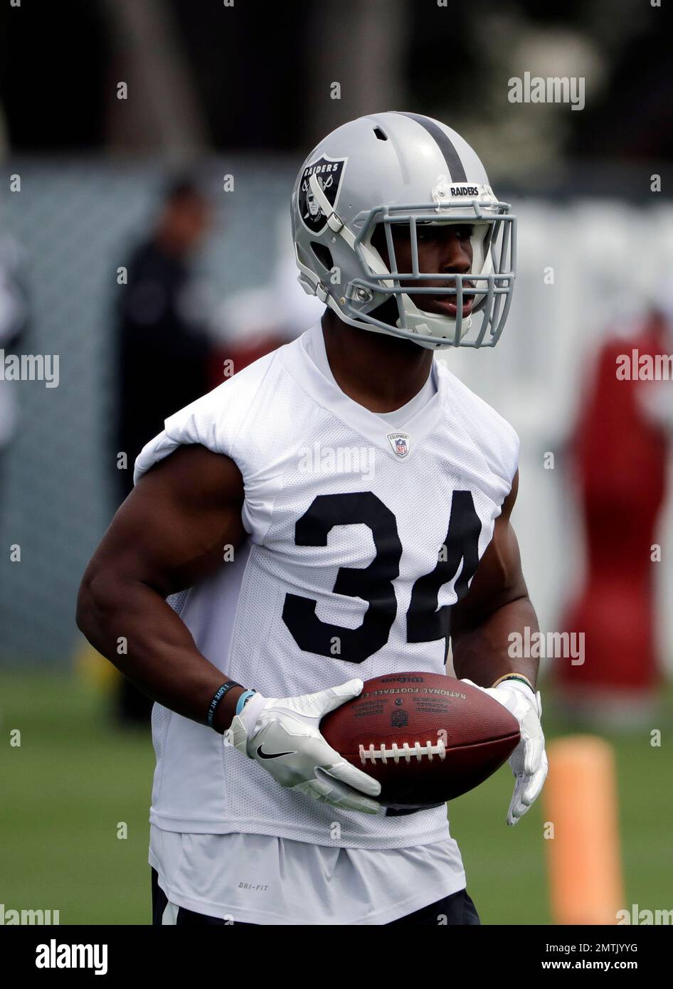 Oakland Raiders running back Elijah Hood during the team's organized ...