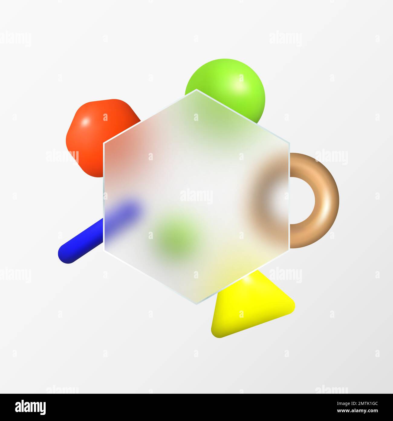 Colored geometric shapes. Transparent glass morphism glass background ...