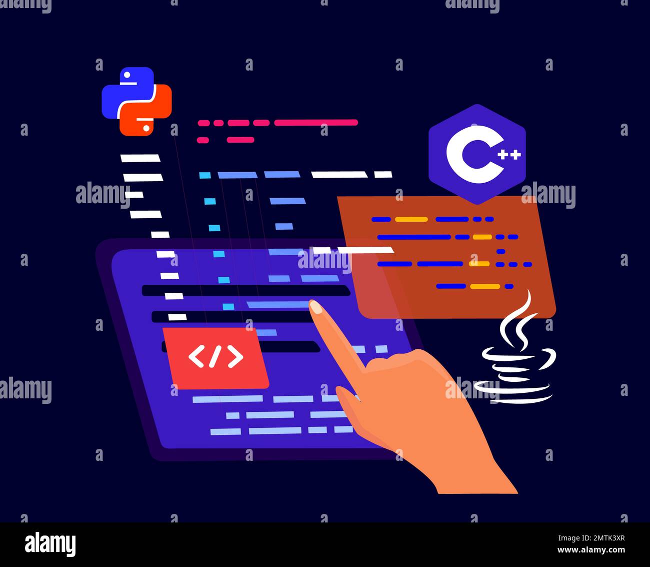 Hand On Device Screen Creating Programm Working On Web Developmentscript Codingprogramming In