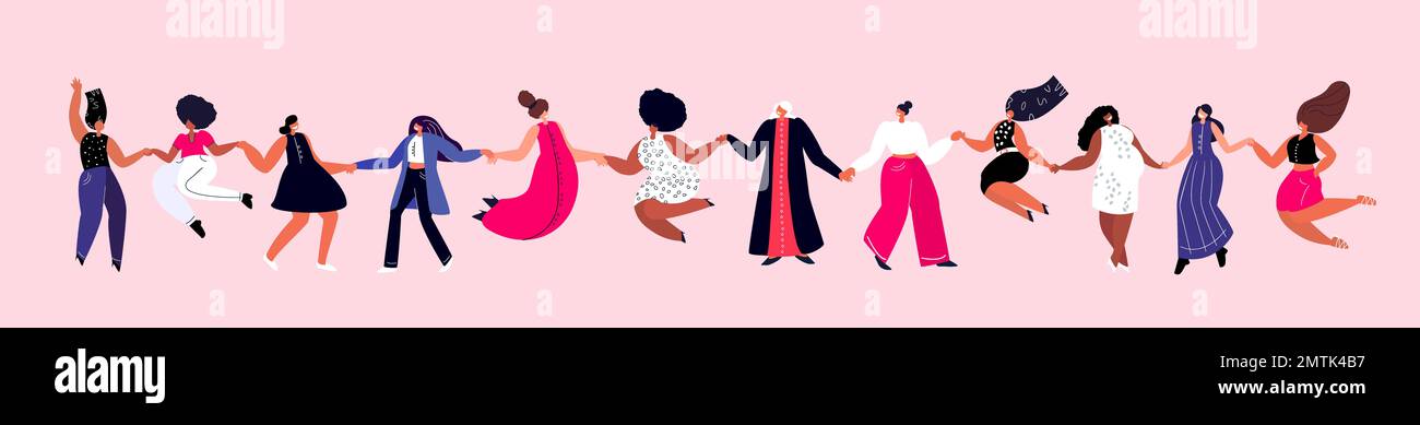 Happy International Woman Day.Feminism concept.Bright Beautiful ...