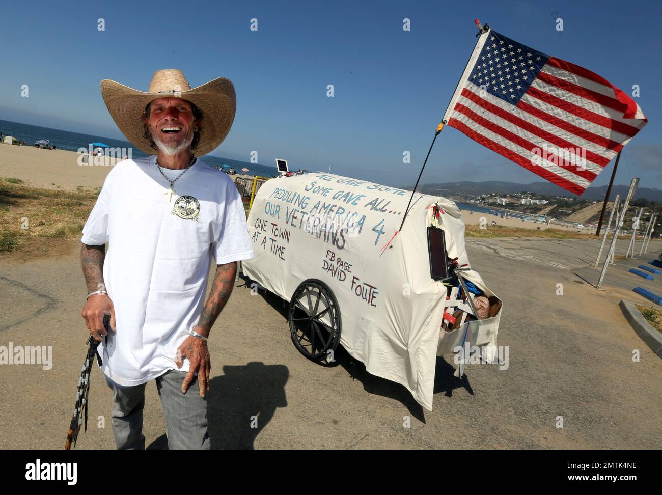 David Foute, 53, of Galveston, Texas, makes a stop on his months-long ...