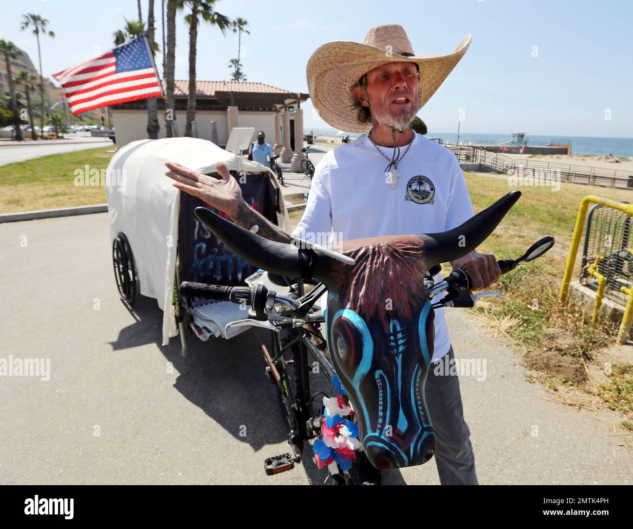 David Foute, 53, of Galveston, Texas, makes a stop on his months-long ...