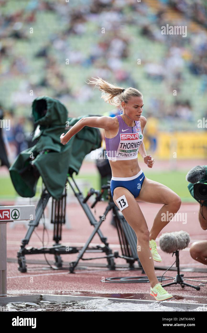 Elise THORNER participating in the 3000m steeplechase of the European ...