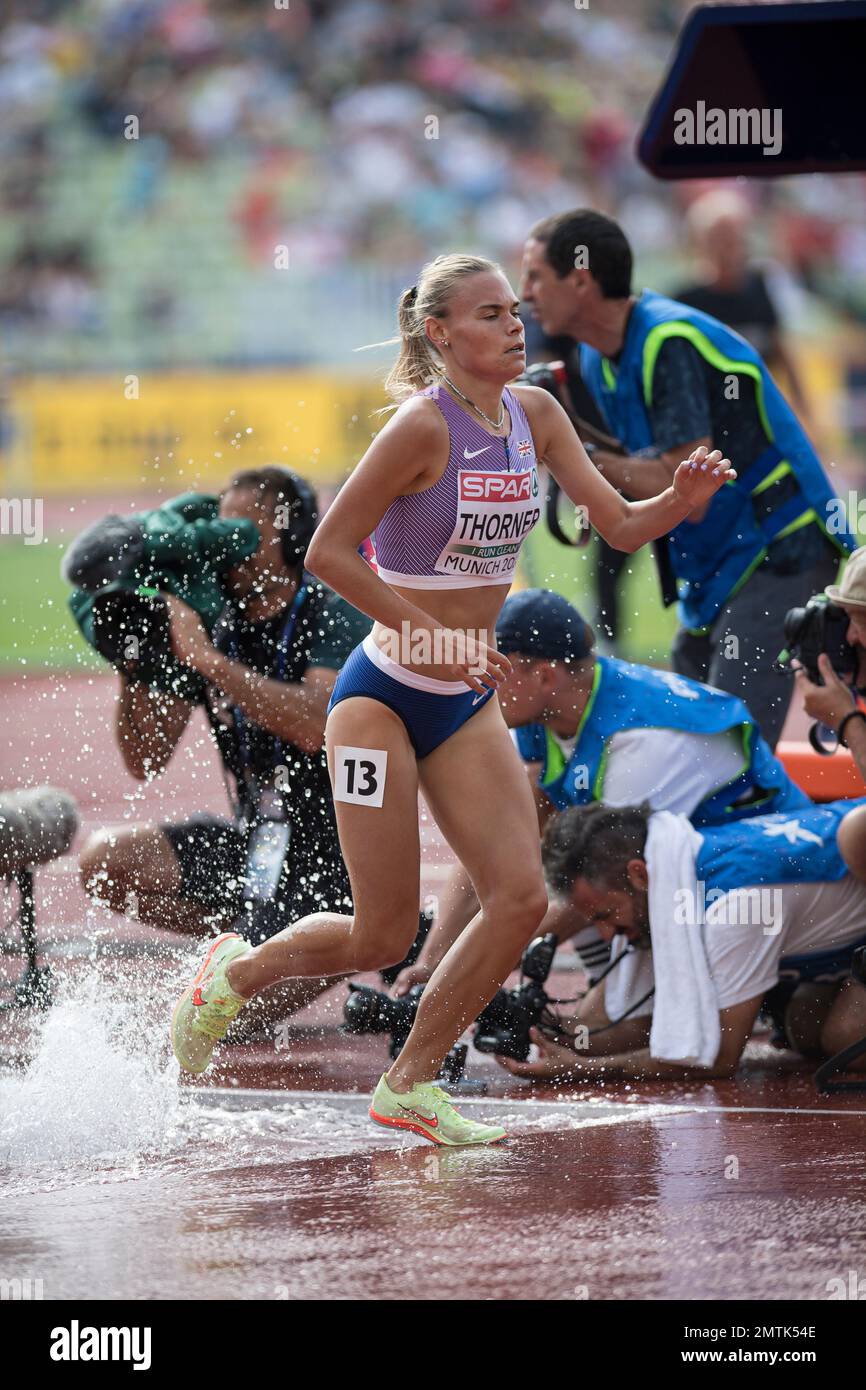 Elise THORNER participating in the 3000m steeplechase of the European ...