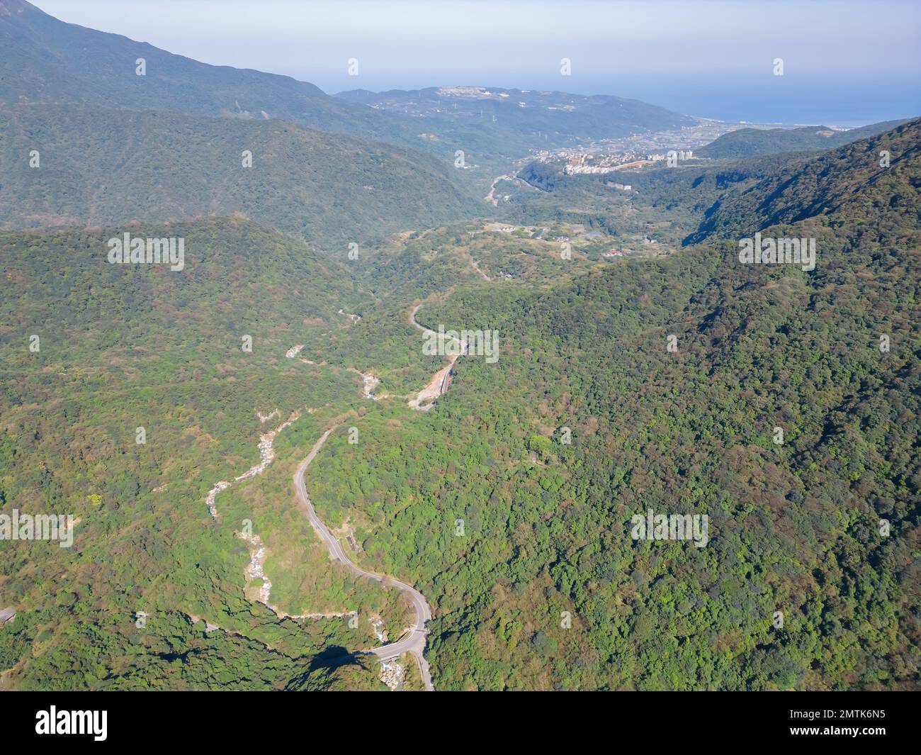 Aerial view of the landscape of Yangmingshan National Park at Taipei ...