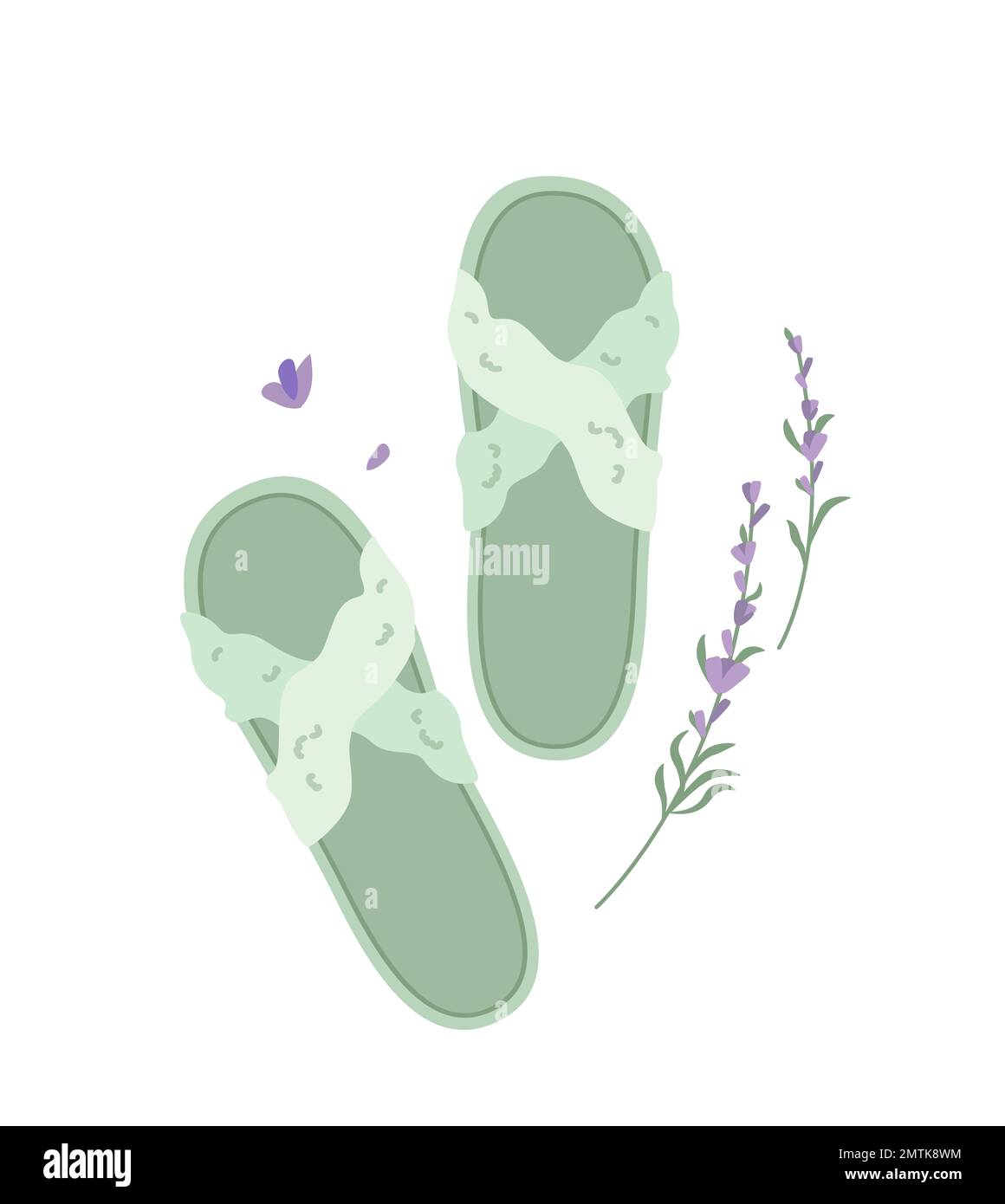 Vector Green Soft Hotel Slippers Isolated on White Background. Design ...