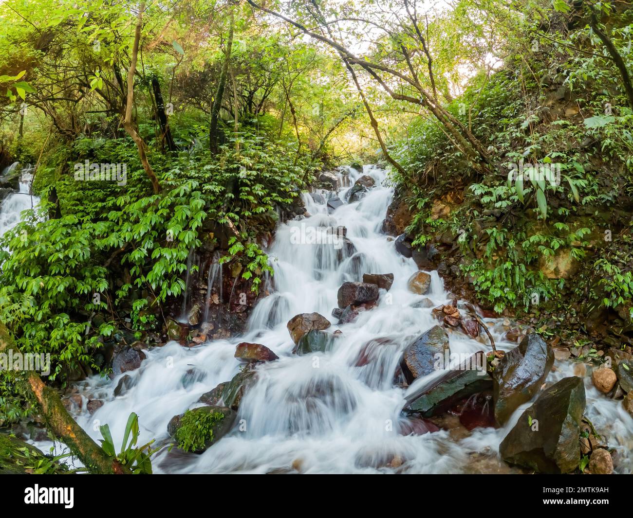 Sunny view of the beautiful river landscape of Fish Road Historical ...