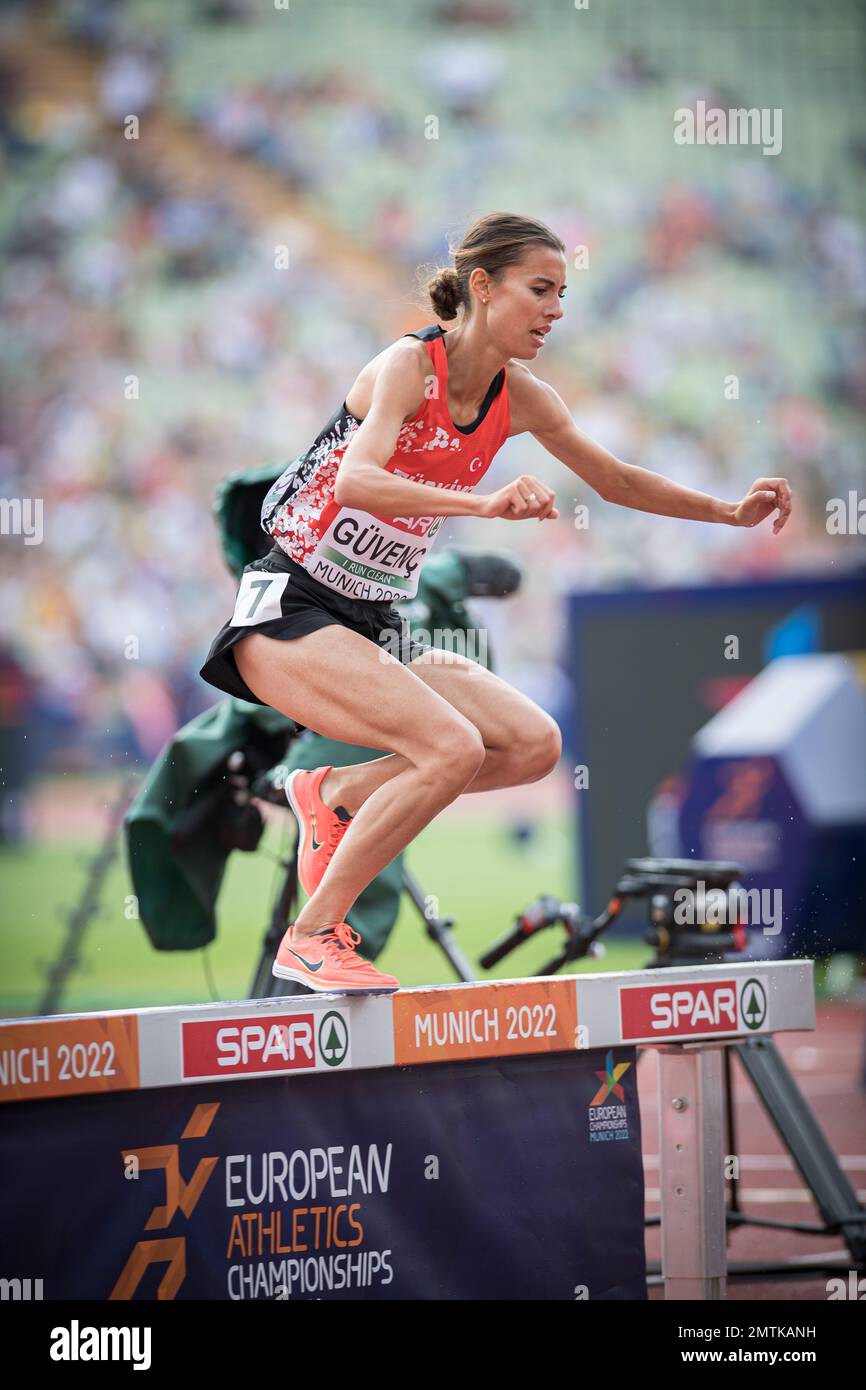 Tugba Guvenc participating in the 3000m steeplechase of the European ...