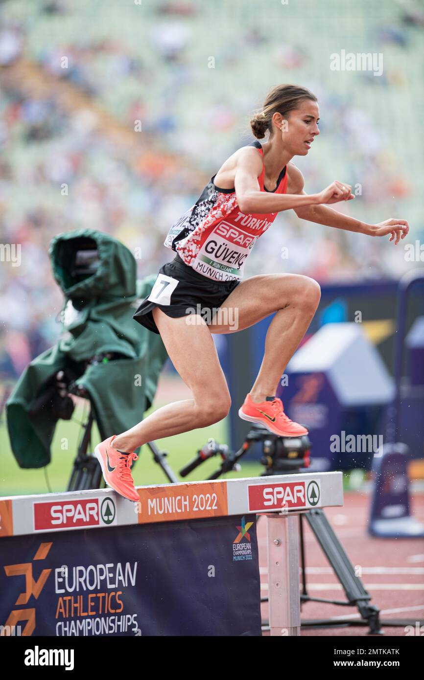 Tugba Guvenc participating in the 3000m steeplechase of the European ...