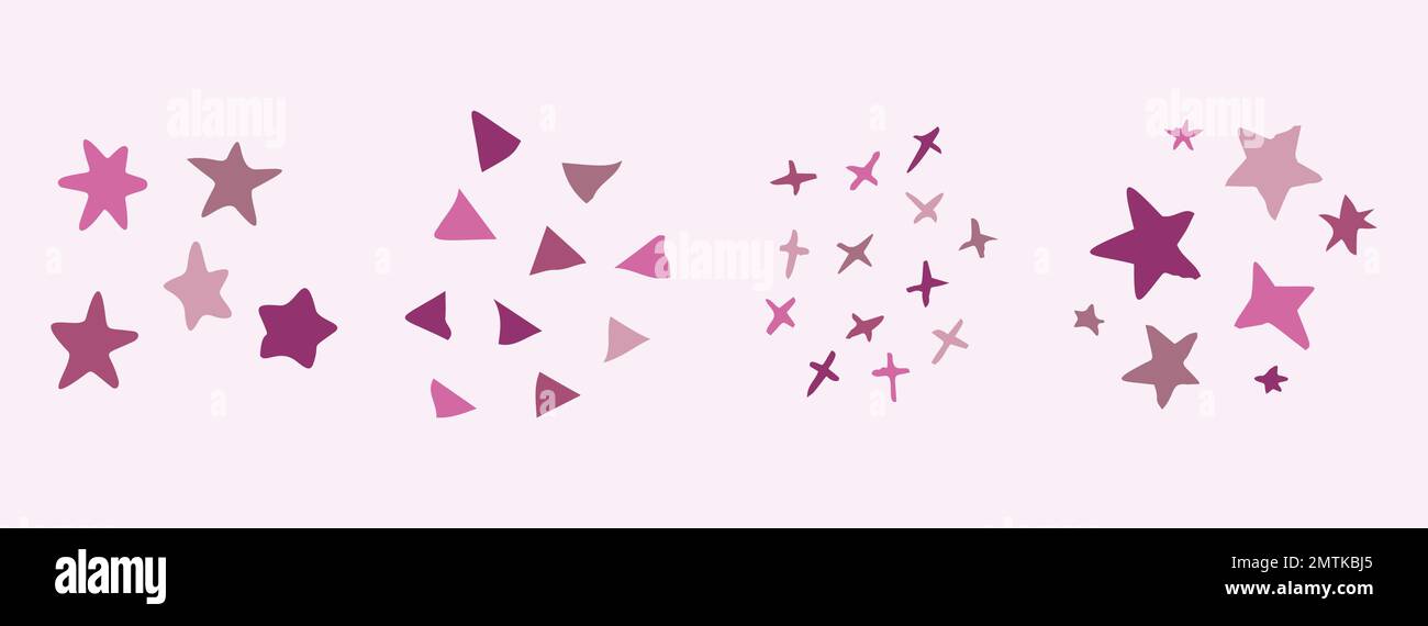 Simple starry sky motif vector set. Collection of nighttime icons for ...