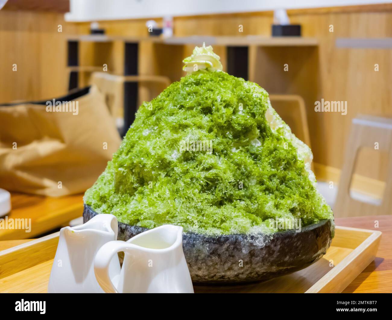 Close up shot of Matcha shaved ice at Taipei, Taiwan Stock Photo - Alamy