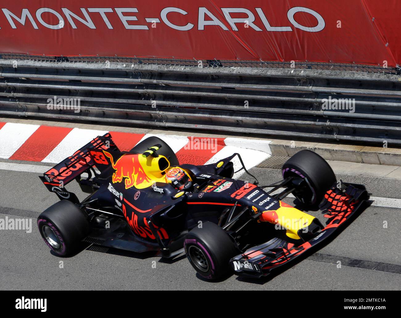 Red Bull Racing driver Max Verstappen of The Netherlands steers his car ...