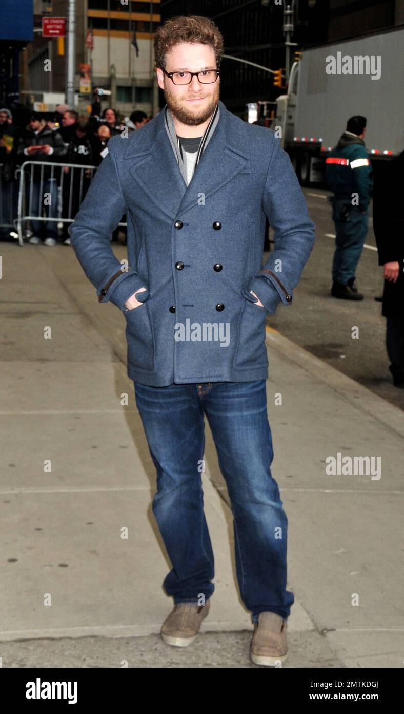 Seth Rogen looks slim and trim as he poses for photos outside the "Late ...