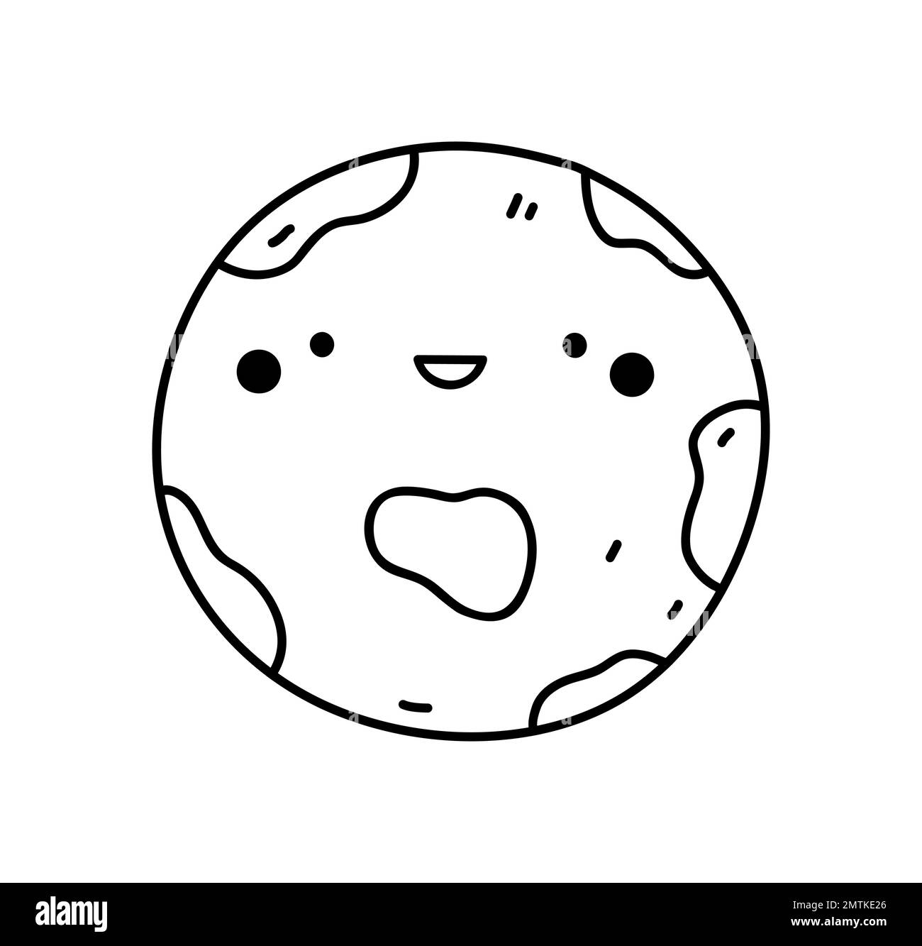 Cute smiling planet isolated on white background. Vector hand-drawn ...