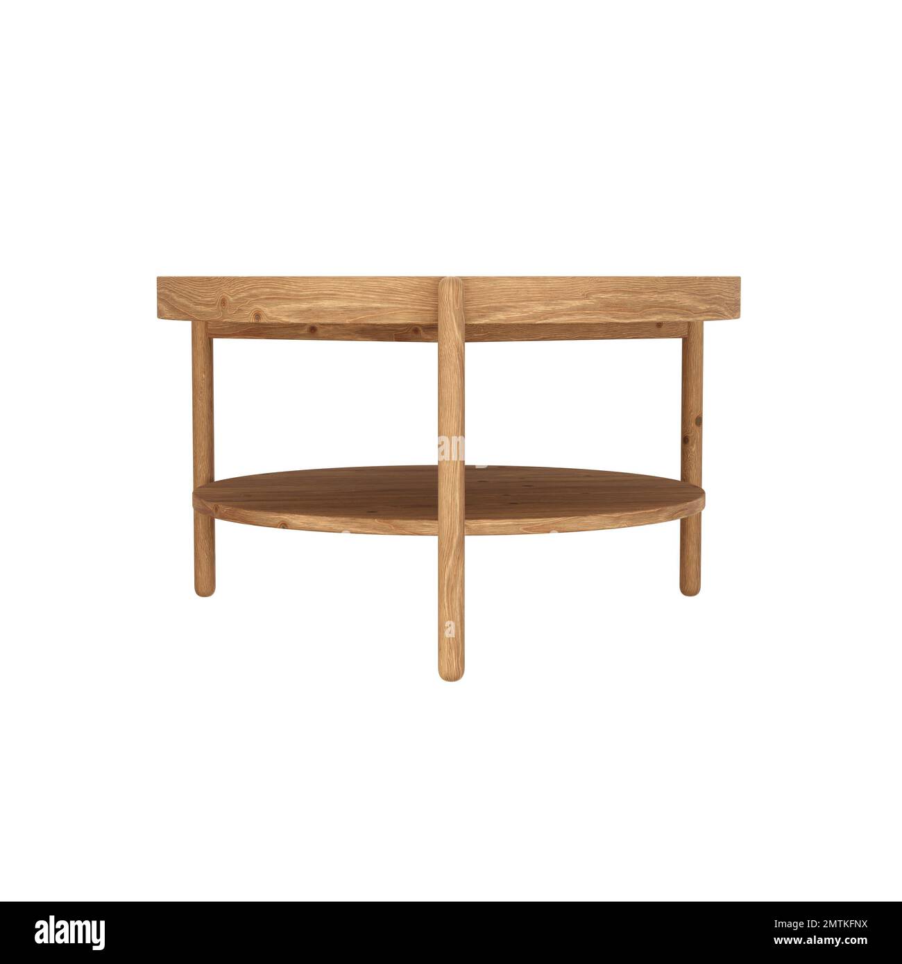 3D rendering Dark Wood Circle Side Table on White Background, Oak Wood ...