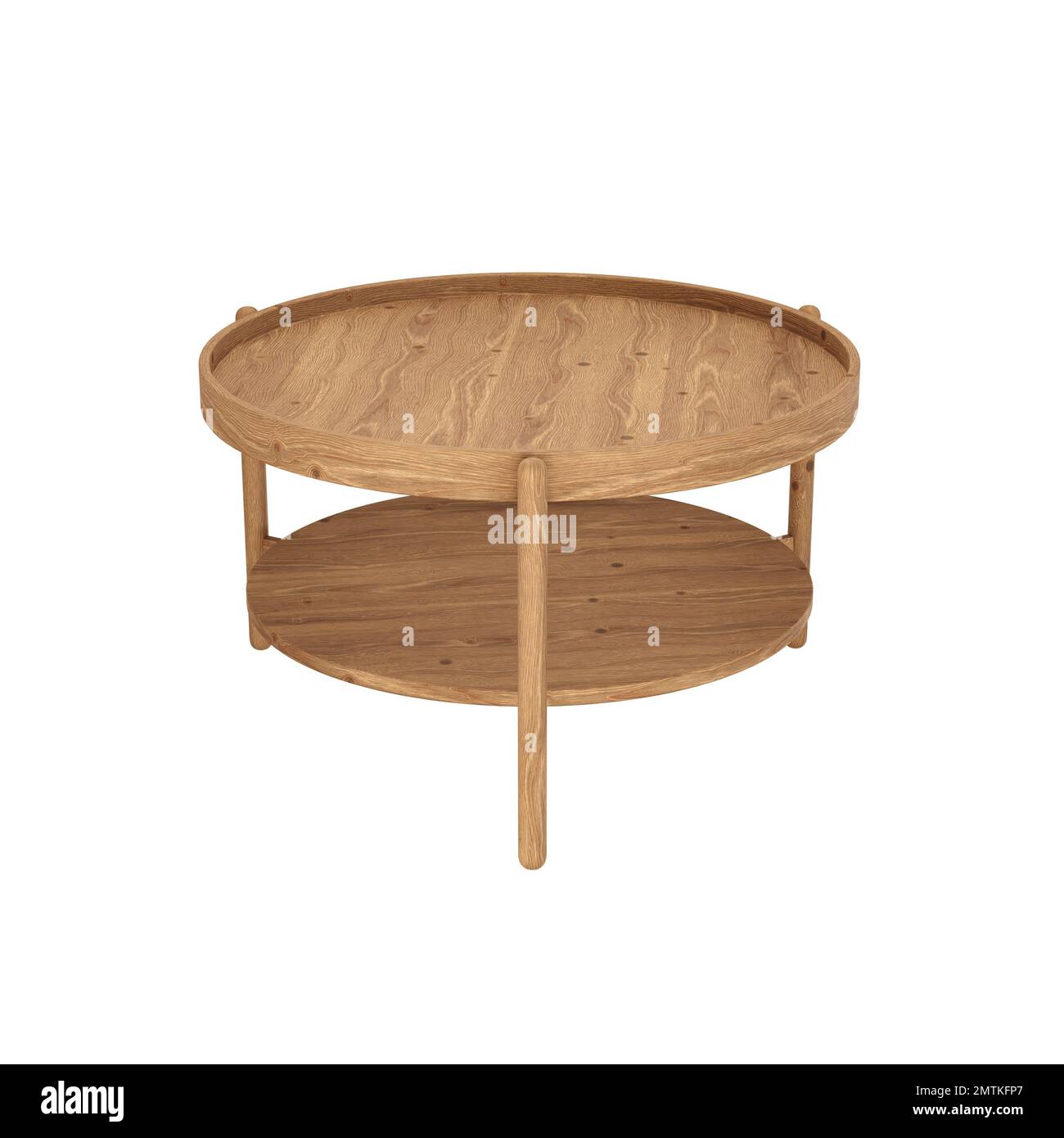 3D rendering Dark Wood Circle Side Table on White Background, Oak Wood ...