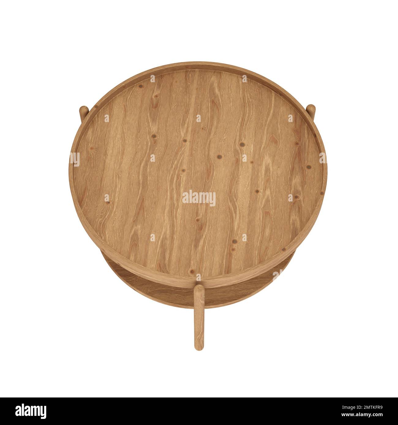 3D rendering Dark Wood Circle Side Table on White Background, Oak Wood ...