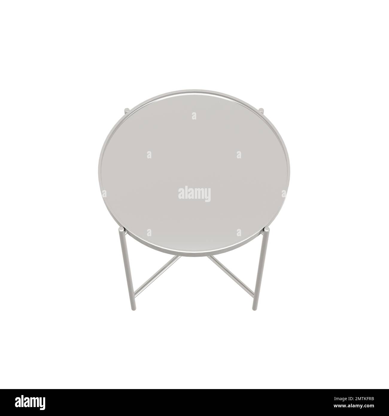 3D rendering Silver Metal Circle Side Table With Four Silver Metal on ...