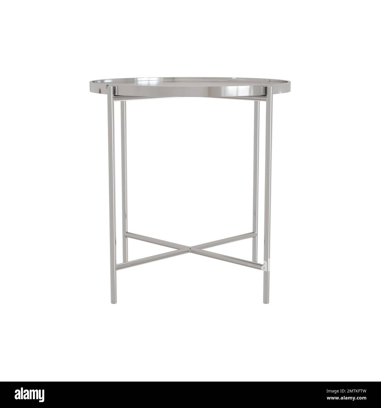3D rendering Silver Metal Circle Side Table With Four Silver Metal on ...