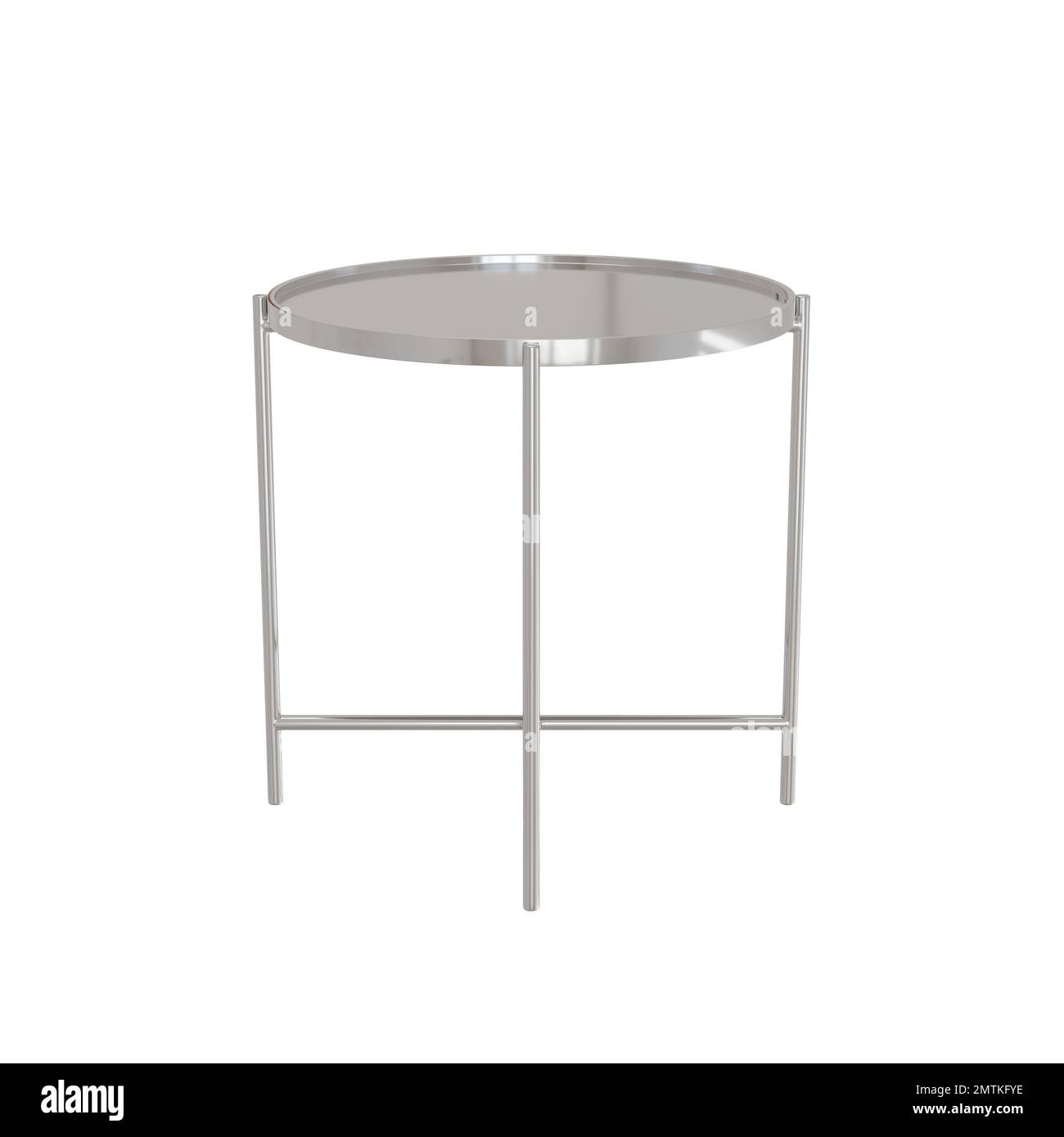 3D rendering Silver Metal Circle Side Table With Four Silver Metal on ...