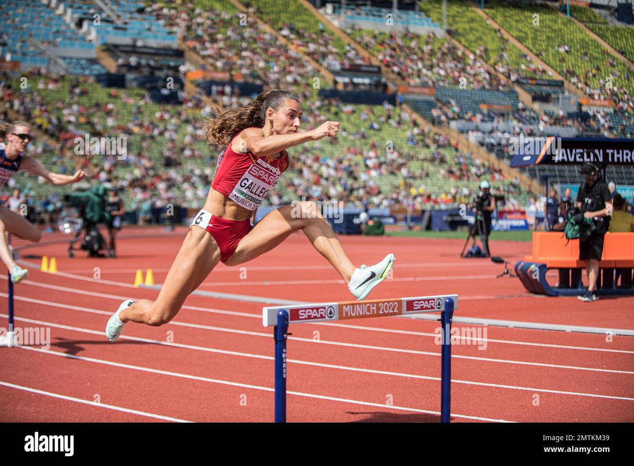 Sara Gallego participating in the 400 meters hurdles of the European ...