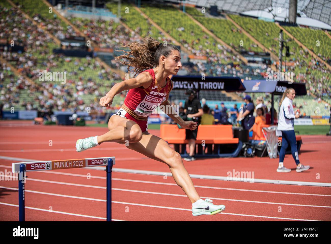 Sara Gallego participating in the 400 meters hurdles of the European ...