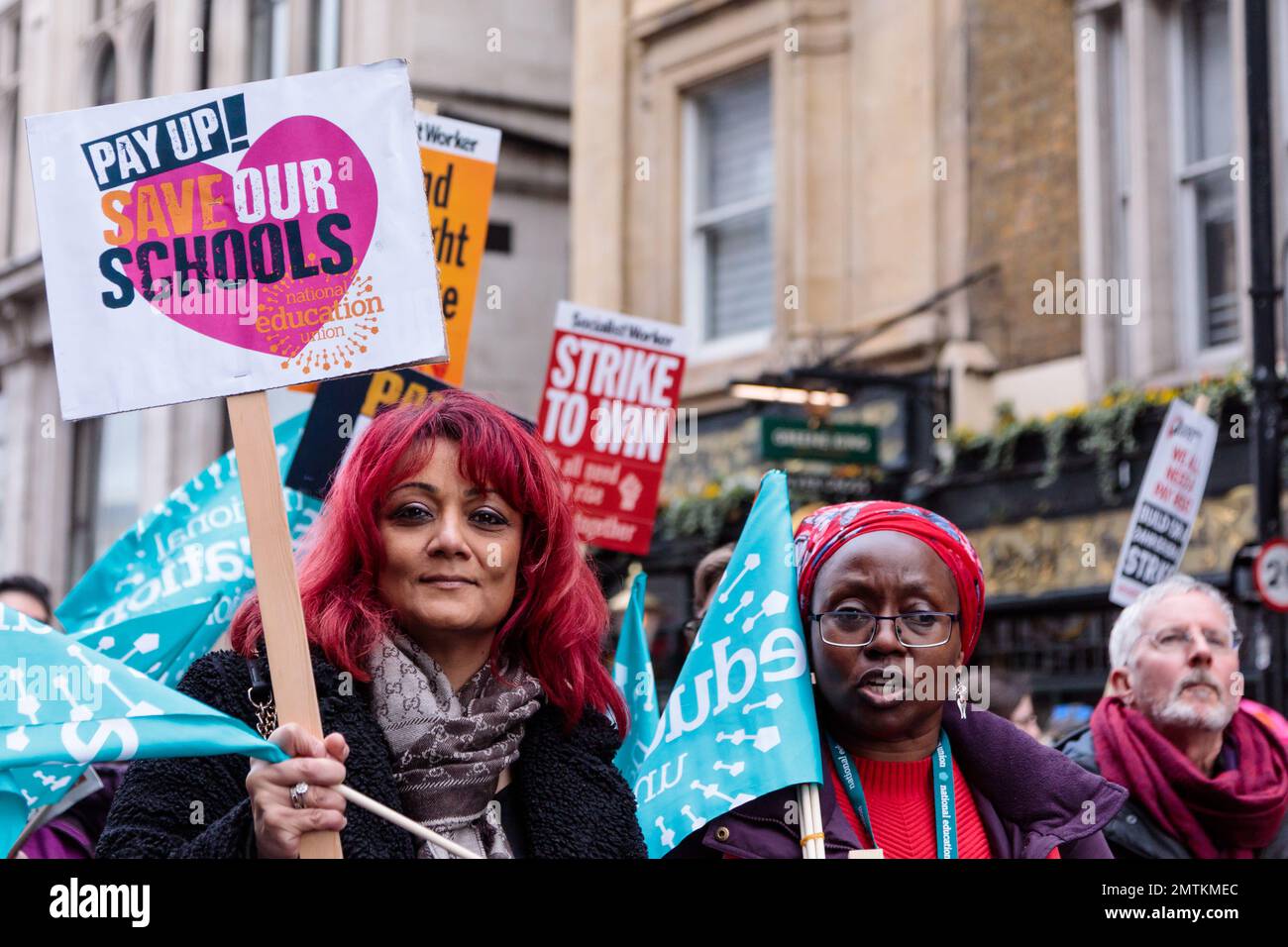 Westminster, London, UK. 1st February 2023. Thousands of Teachers with ...