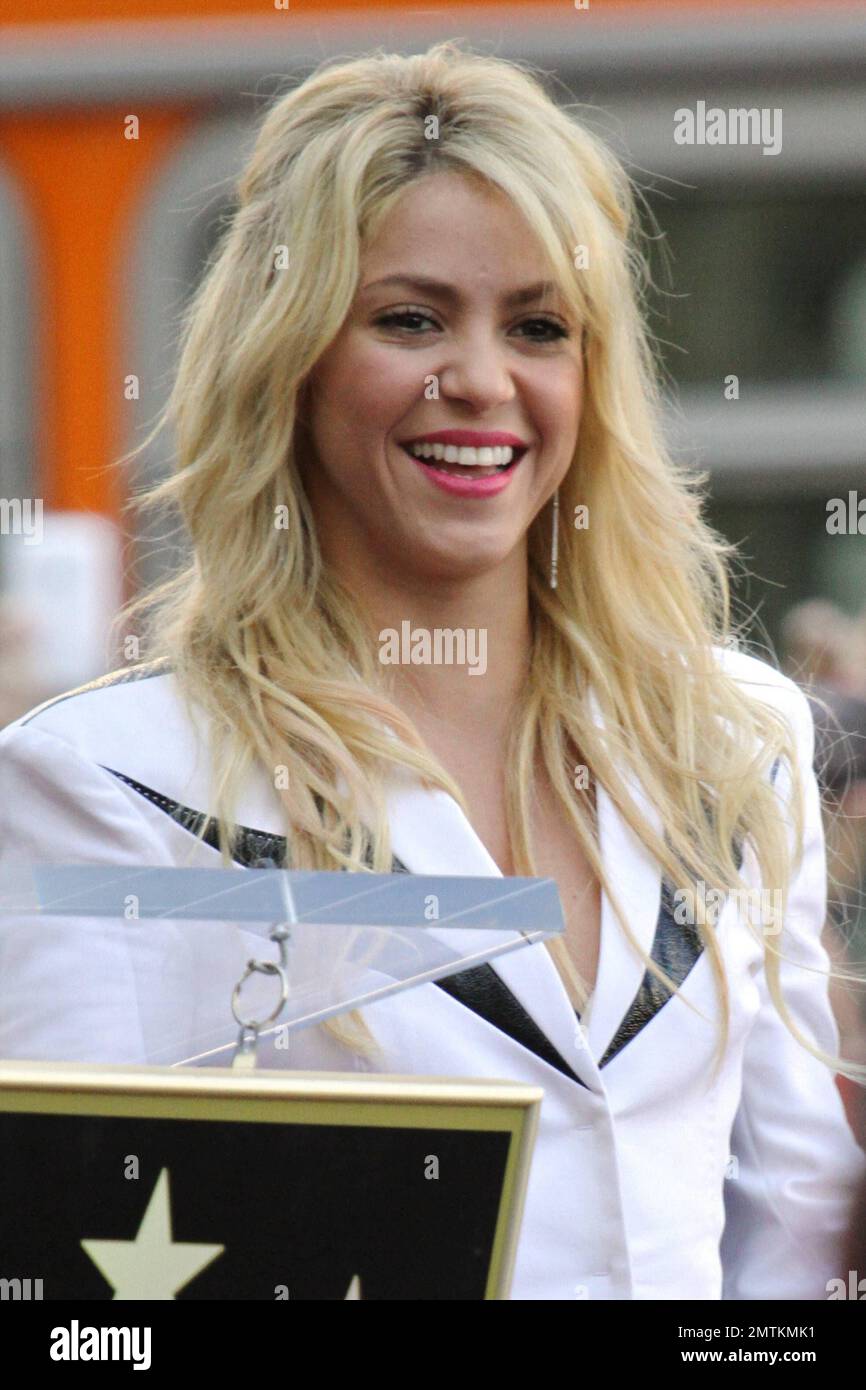 Latin and pop music superstar Shakira is honored with a star on the Hollywood Walk of Fame ...