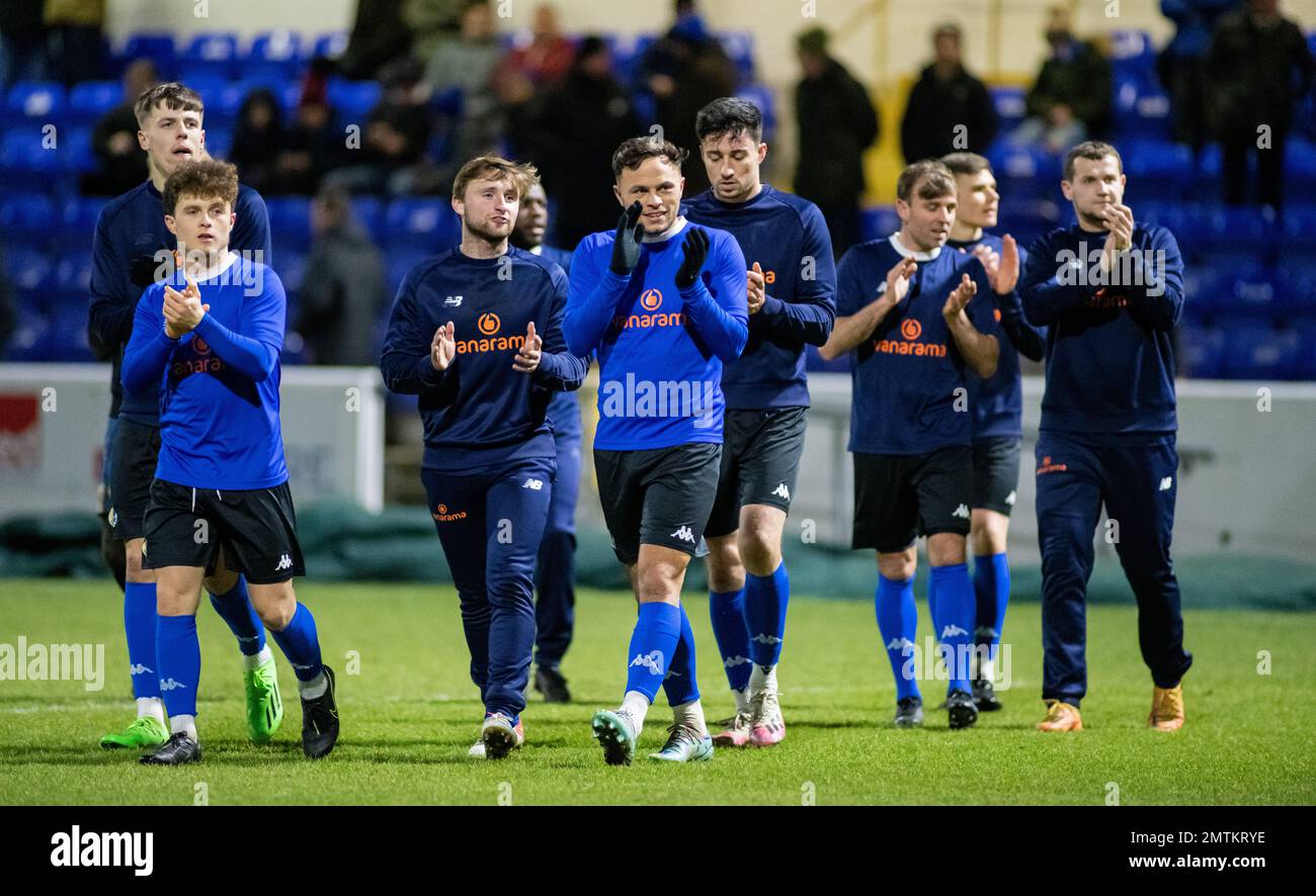 Chester, Cheshire, England. 31th January 2023. Chester team claps fans ...