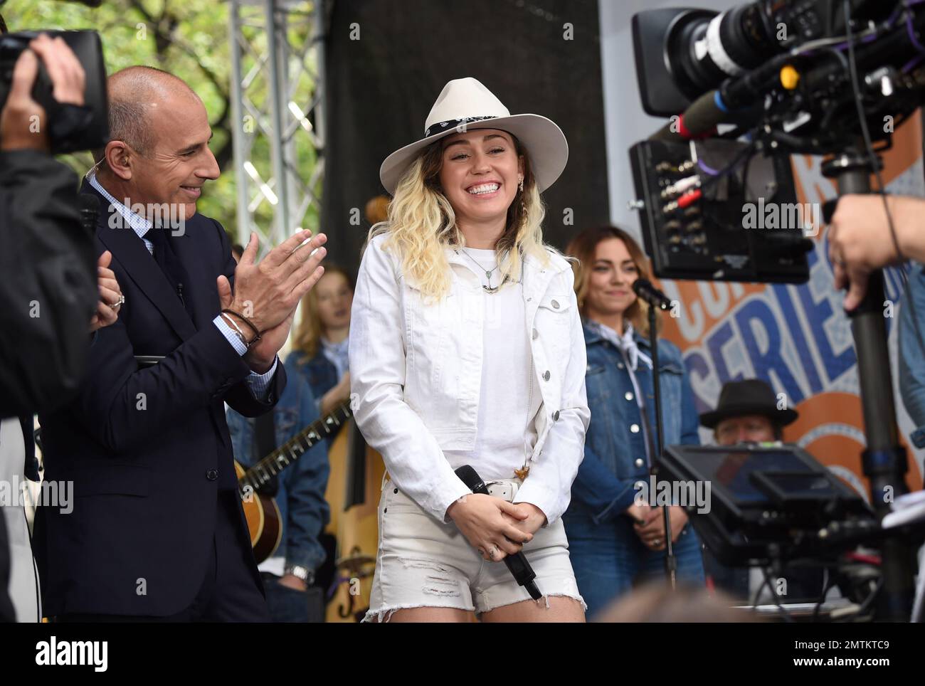 Singer Miley Cyrus chats with host Matt Lauer during her appearance on ...