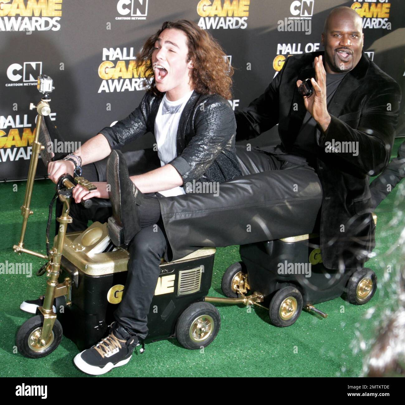 Shaquille O'Neal arrives on a cooler train at the Cartoon Network's ...