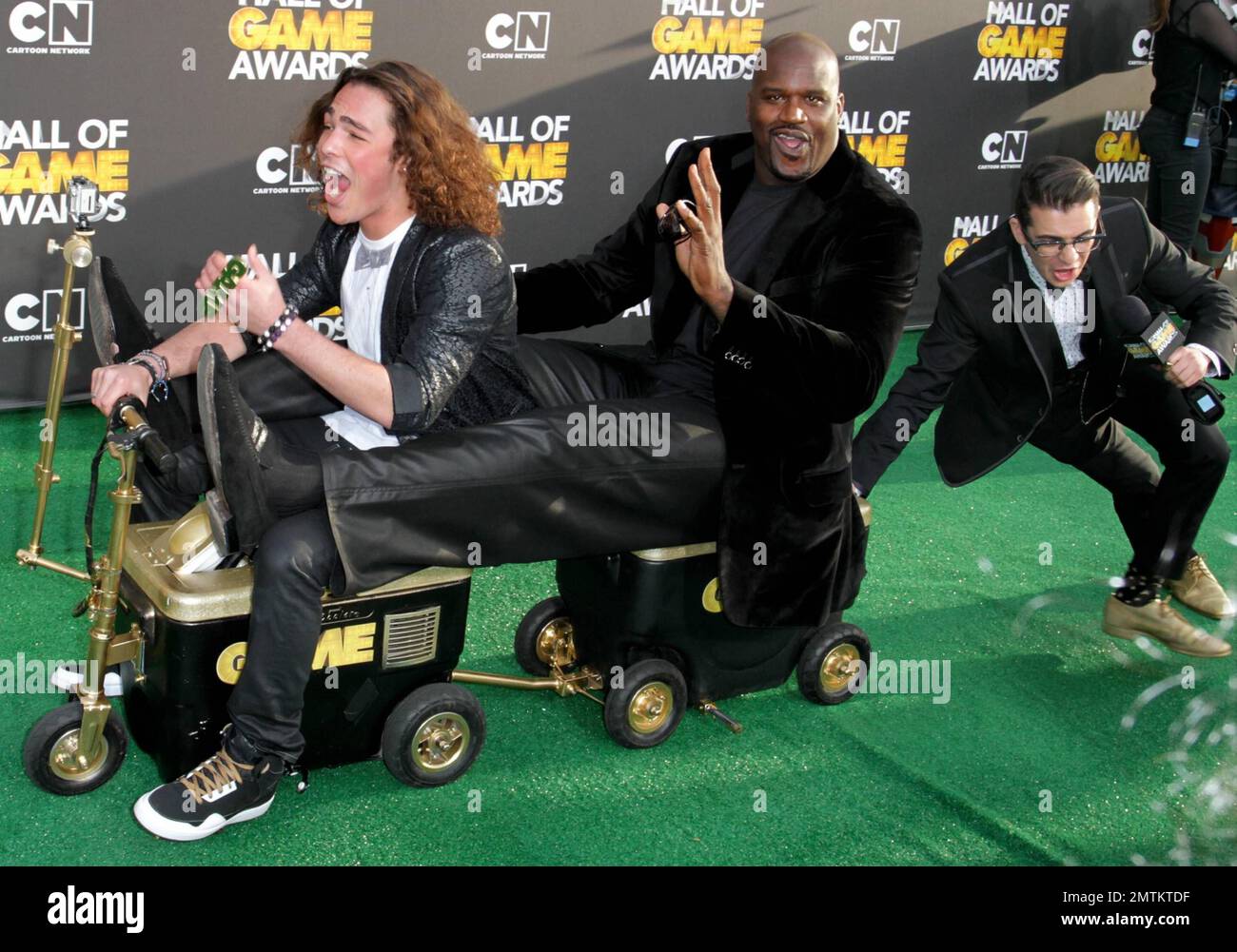 Shaquille O'Neal arrives on a cooler train at the Cartoon Network's ...