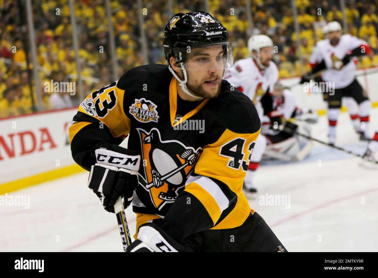 Pittsburgh Penguins' Conor Sheary (43) plays against the Ottawa ...