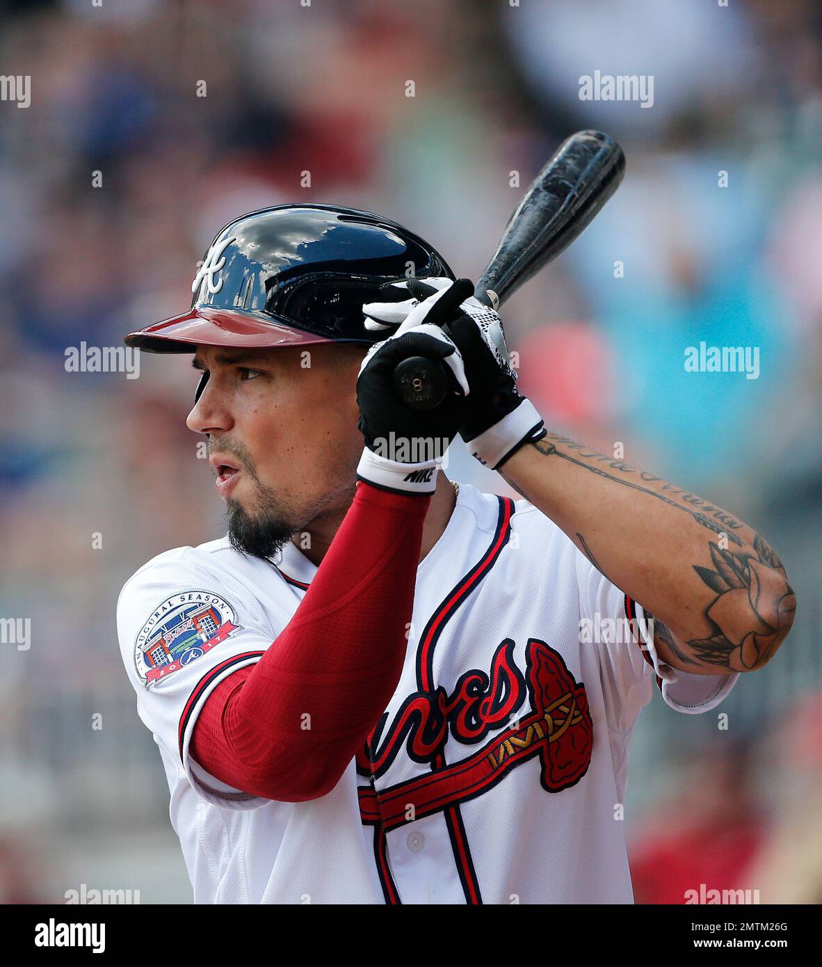 Atlanta Braves second baseman Jace Peterson (8) bats during a baseball ...
