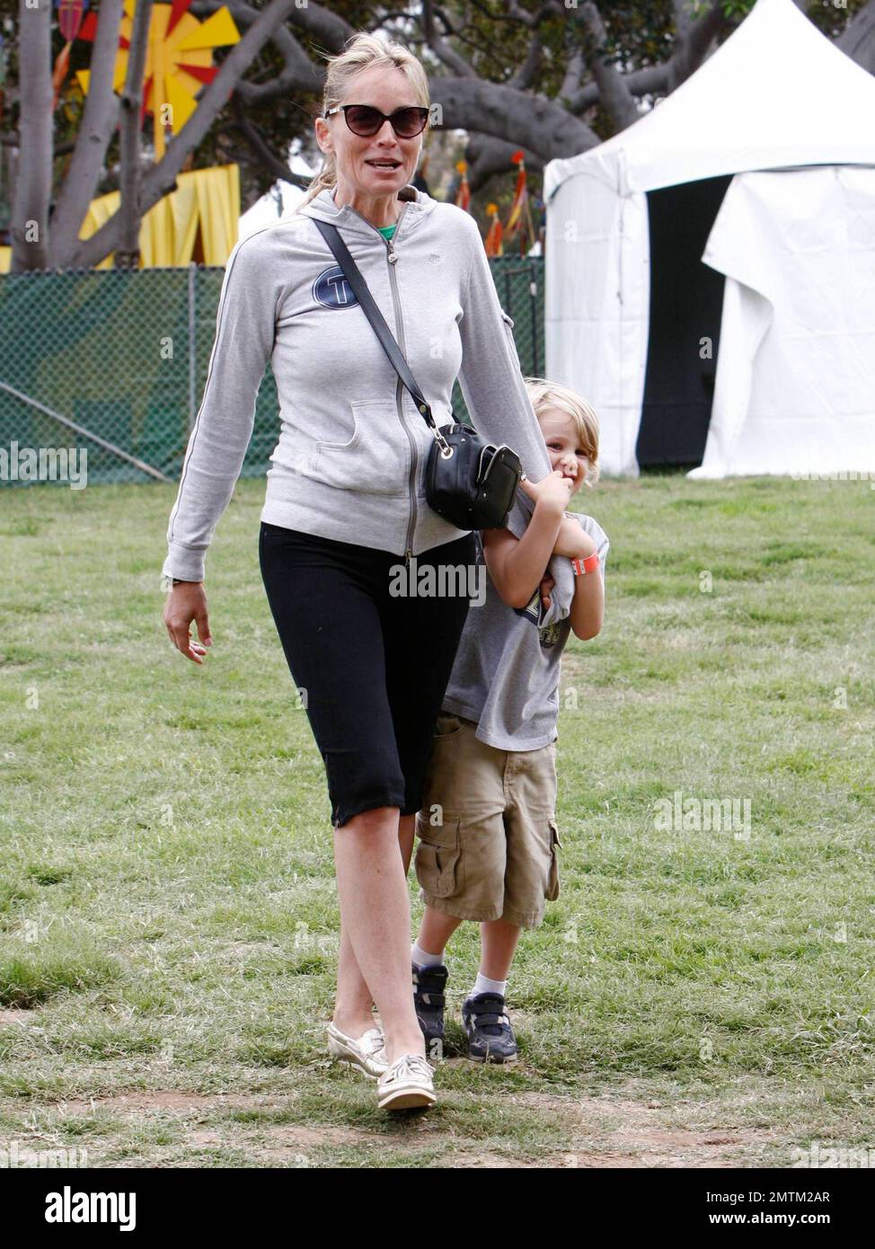 Actress Sharon Stone enjoys a day out with son Laird at Wadsworth Great ...