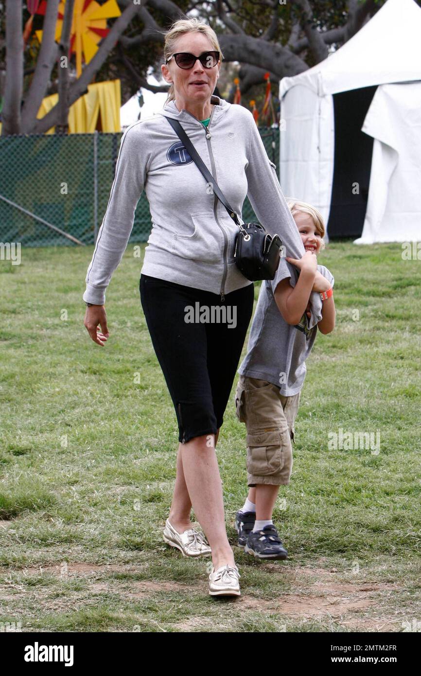 Actress Sharon Stone enjoys a day out with son Laird at Wadsworth Great ...