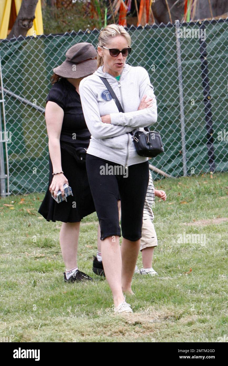 Actress Sharon Stone enjoys a day out at Wadsworth Great Lawn for the ...