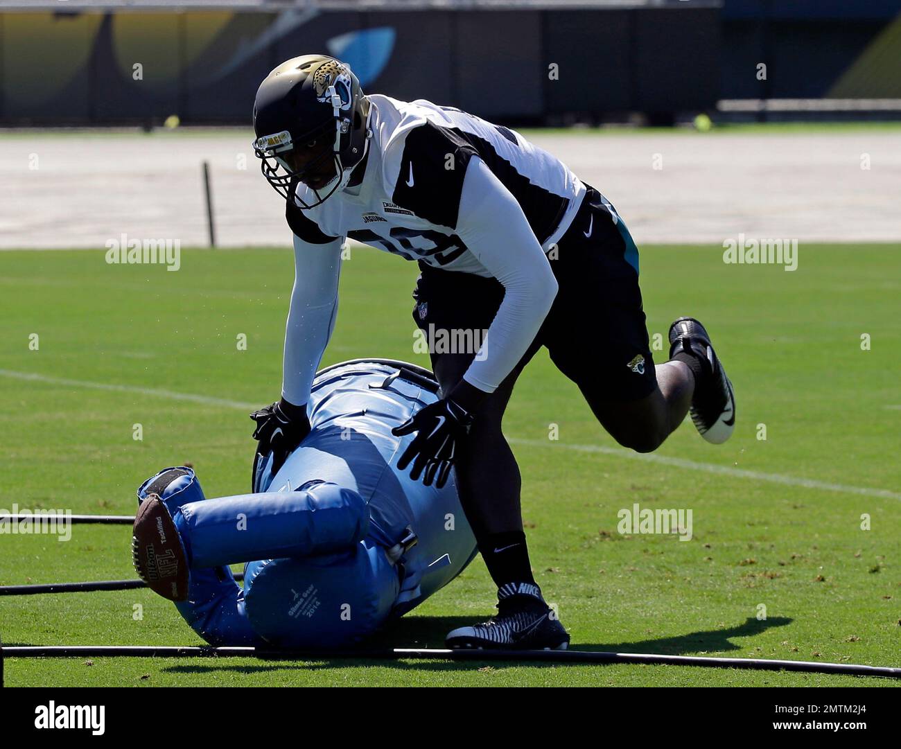 Jacksonville Jaguars defensive end Malliciah Goodman runs through a ...