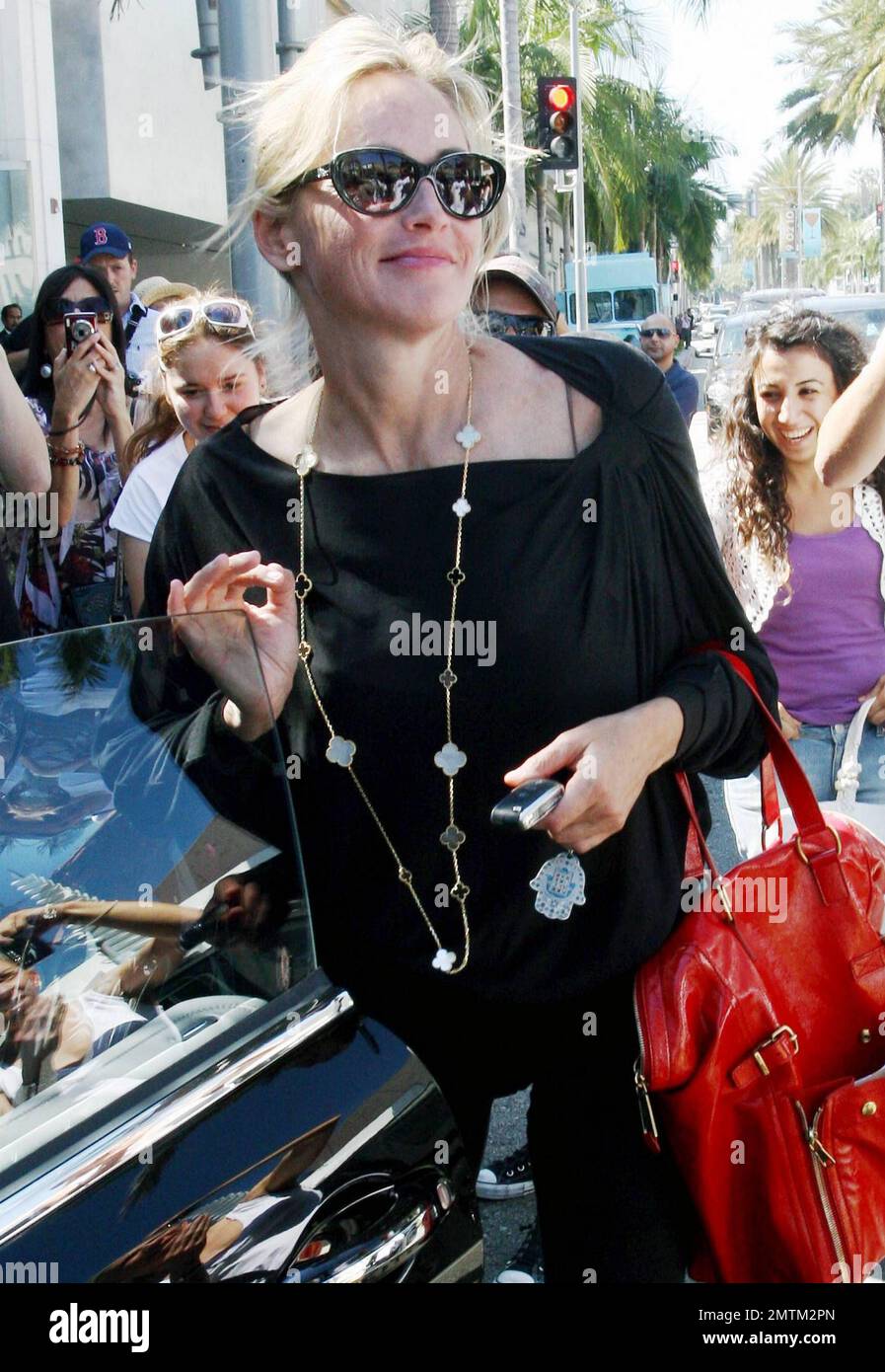Veteran actress Sharon Stone was all decked out in designer duds this ...